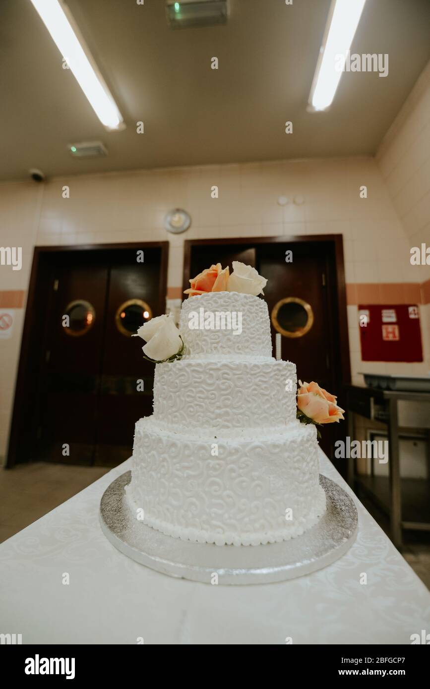 A beautiful big cake for a special event. Sweet table for special party ...