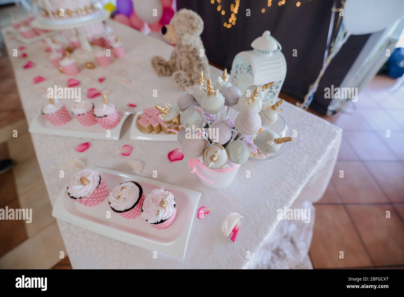 A beautiful big cake for a special event. Sweet table for special party ...