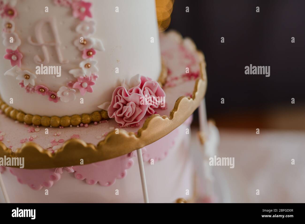A beautiful big cake for a special event. Sweet table for special party ...