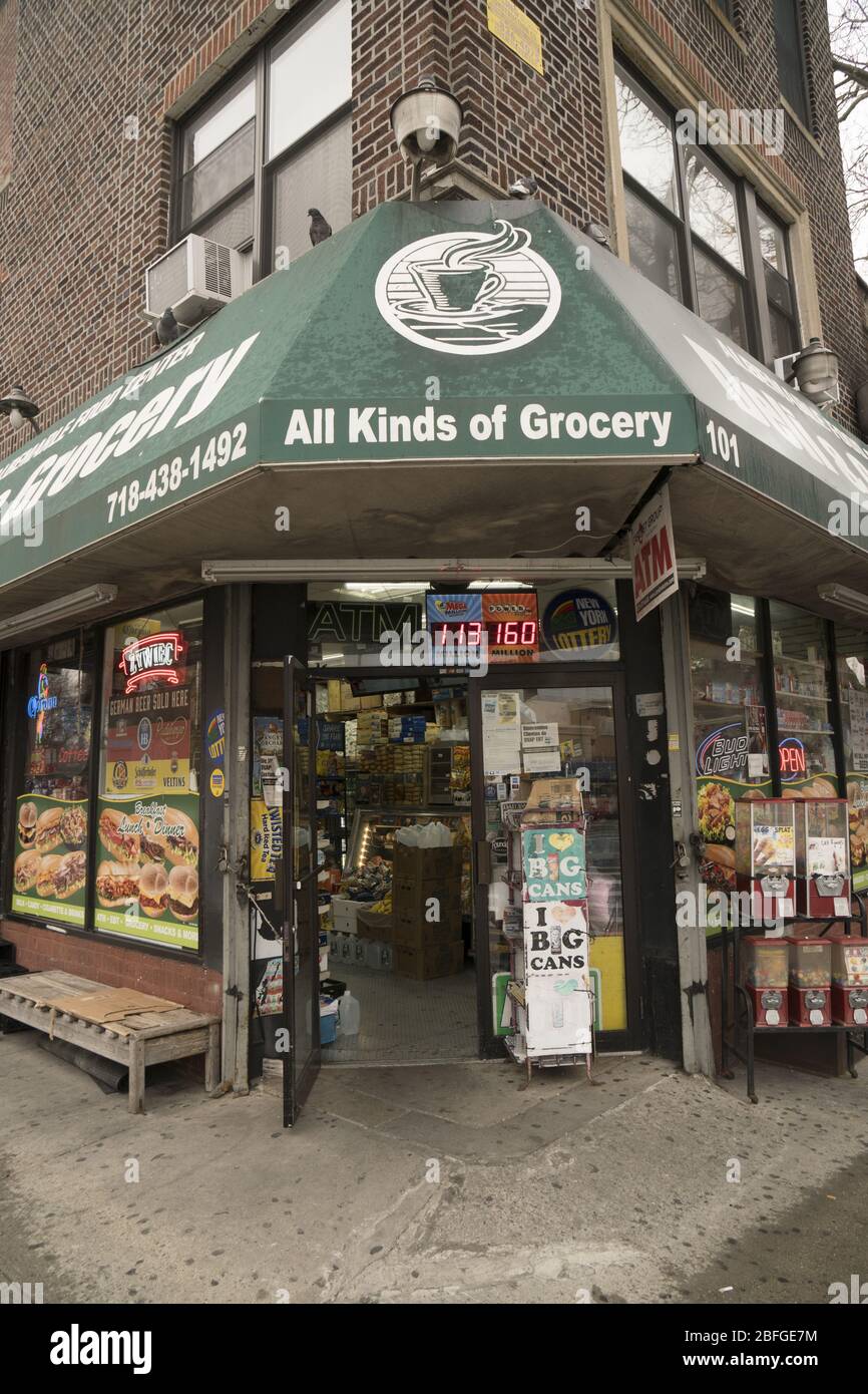 Neighborhood corner bodega open during the Coronavirus pandemic in the ...