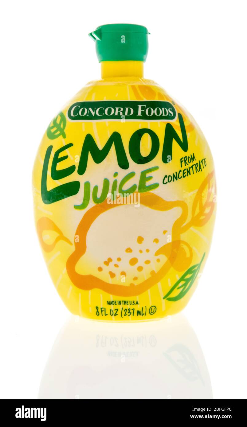 Winneconne, WI - 17 April 2020: A package of Concord foods lemon juice ...