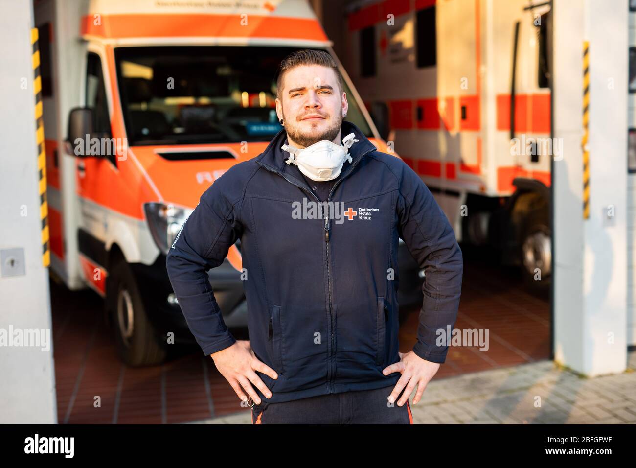 Bad Krozingen, Germany. 02nd Apr, 2020. Simon Manninger (26), emergency ...
