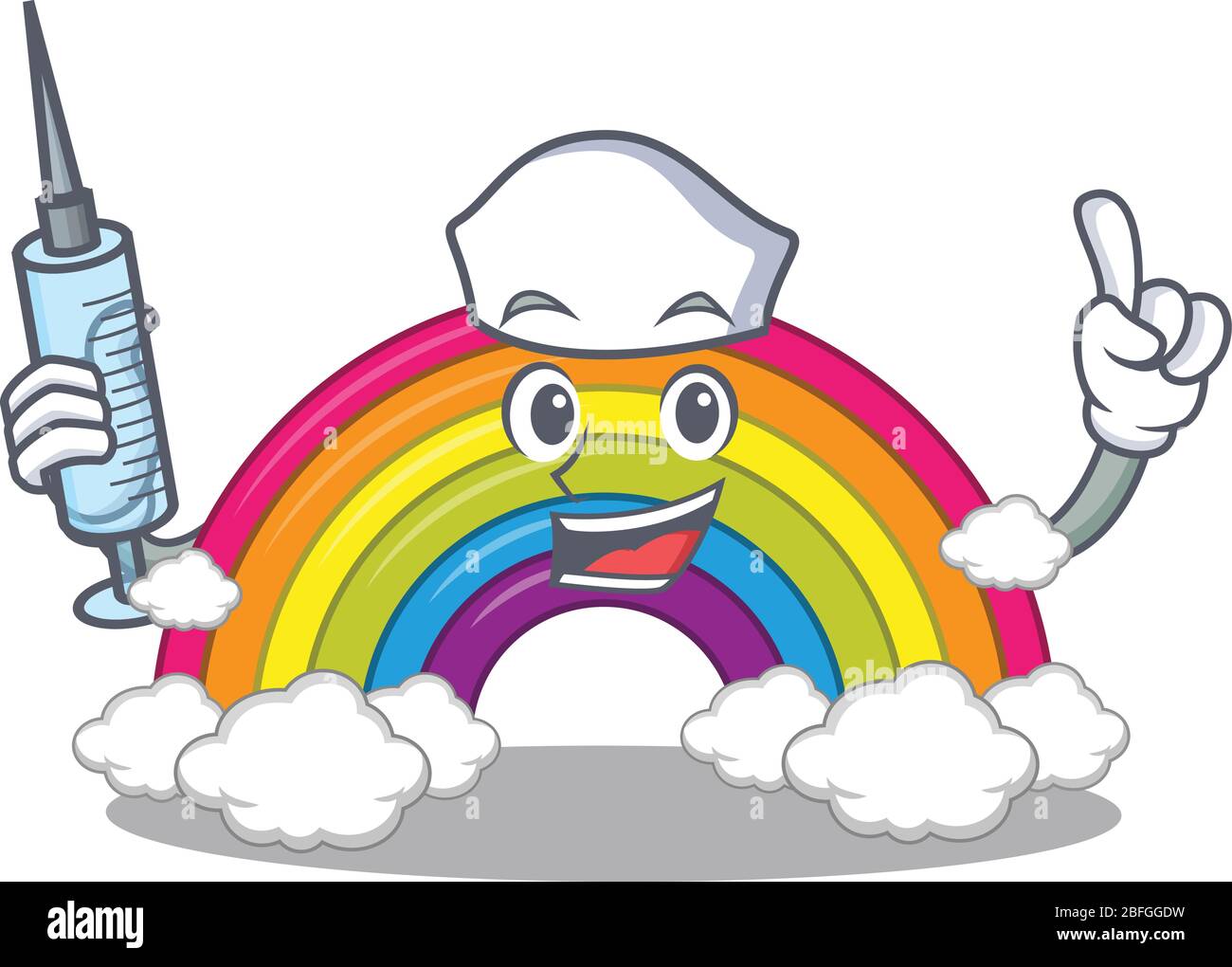 A nice nurse of rainbow mascot design concept with a syringe Stock ...