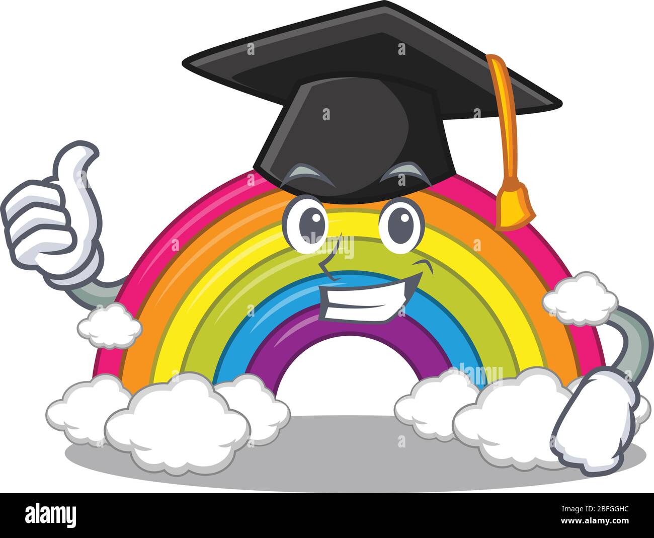 Happy face of rainbow in black graduation hat for the ceremony Stock ...
