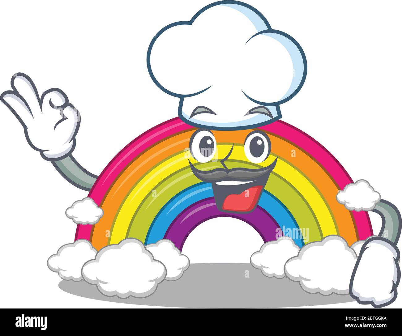 rainbow chef cartoon design style wearing white hat Stock Vector Image ...