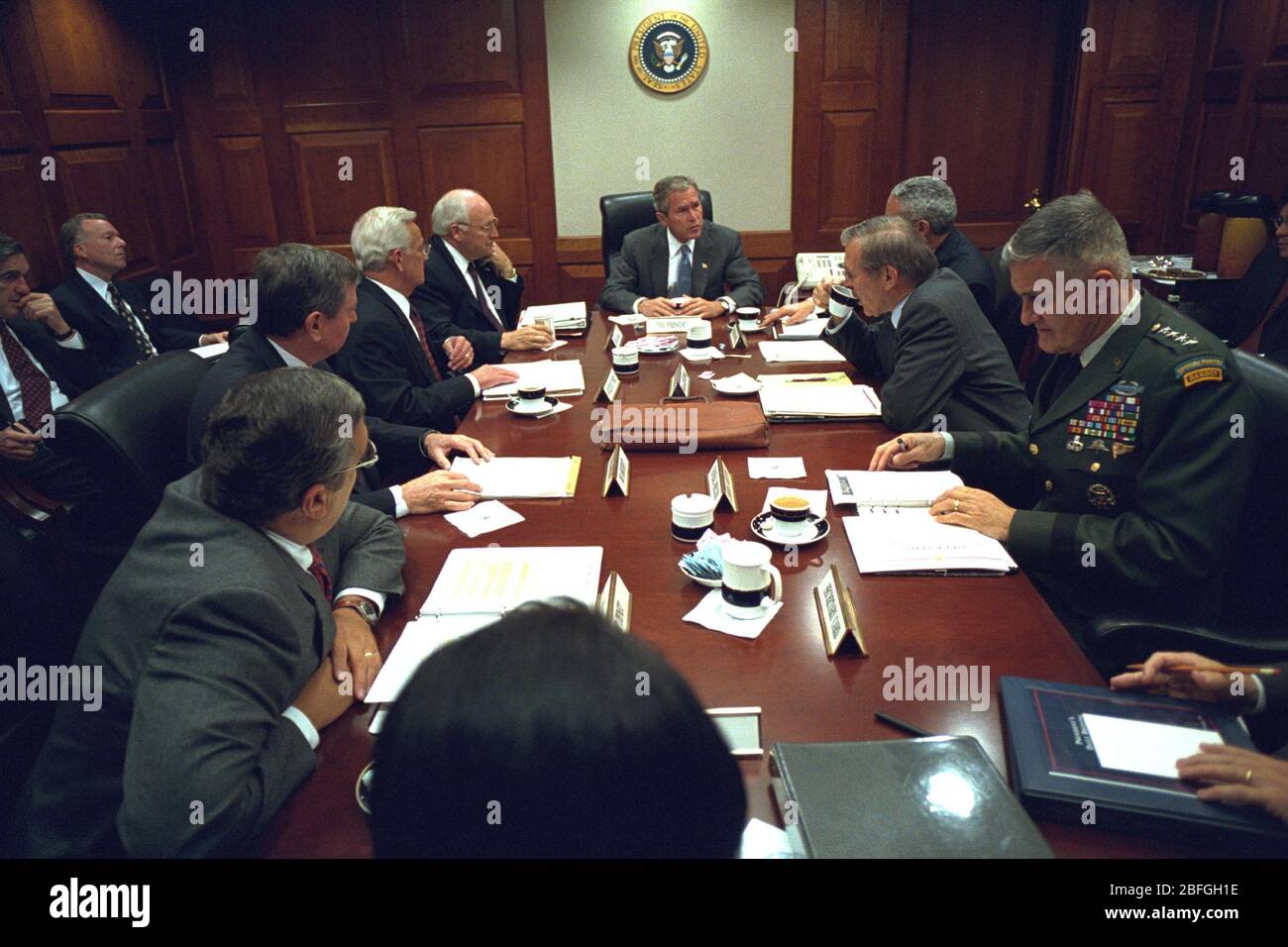 United States President George W. Bush meets with the National Security ...