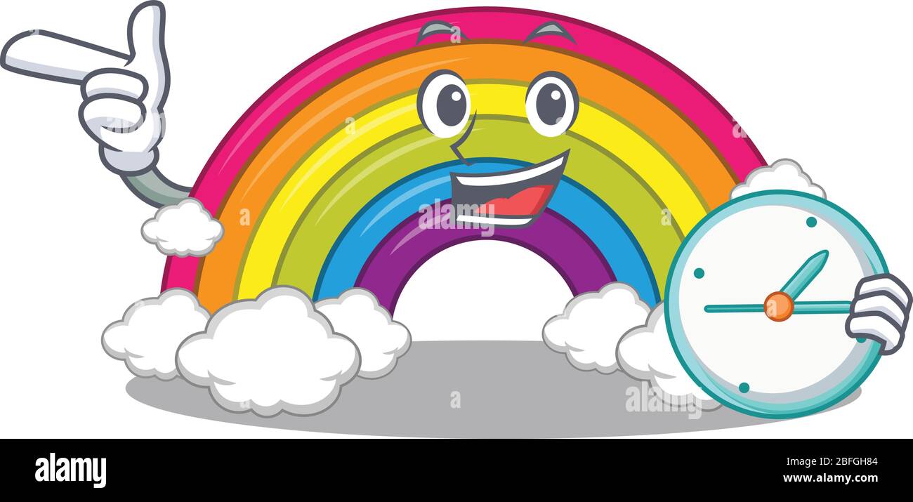 rainbow mascot design concept smiling with clock Stock Vector Image ...