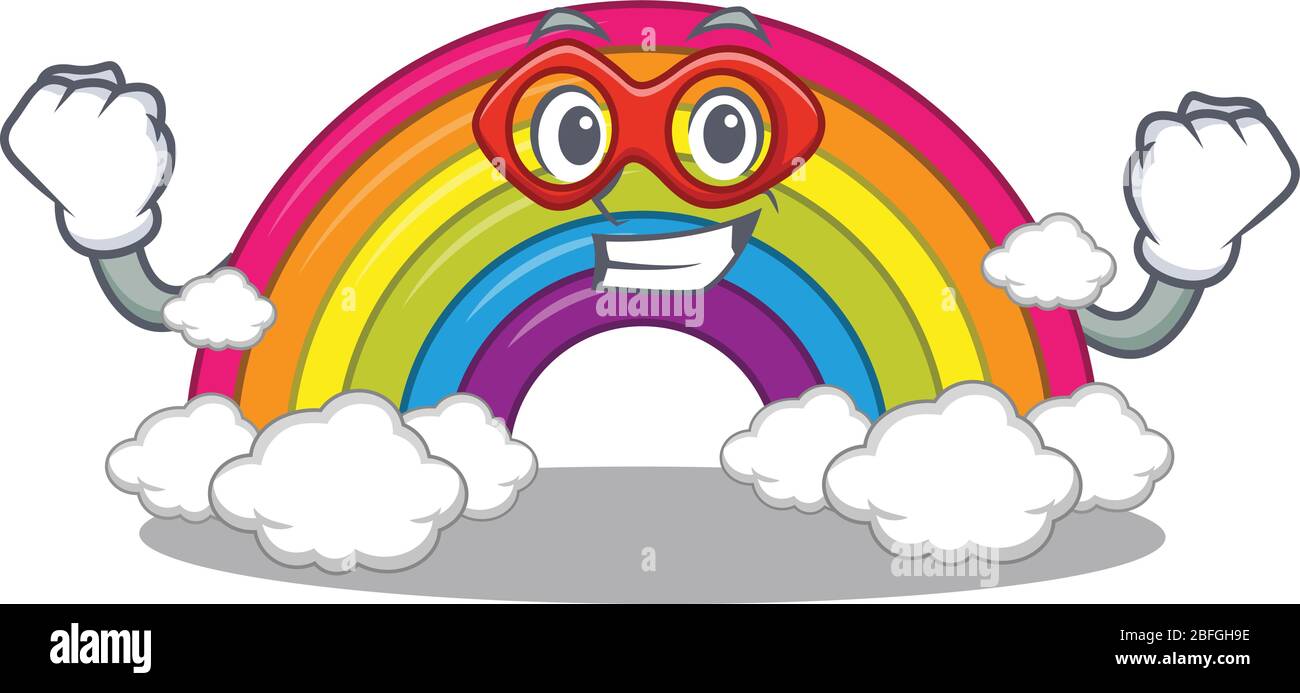 A cartoon character of rainbow performed as a Super hero Stock Vector ...