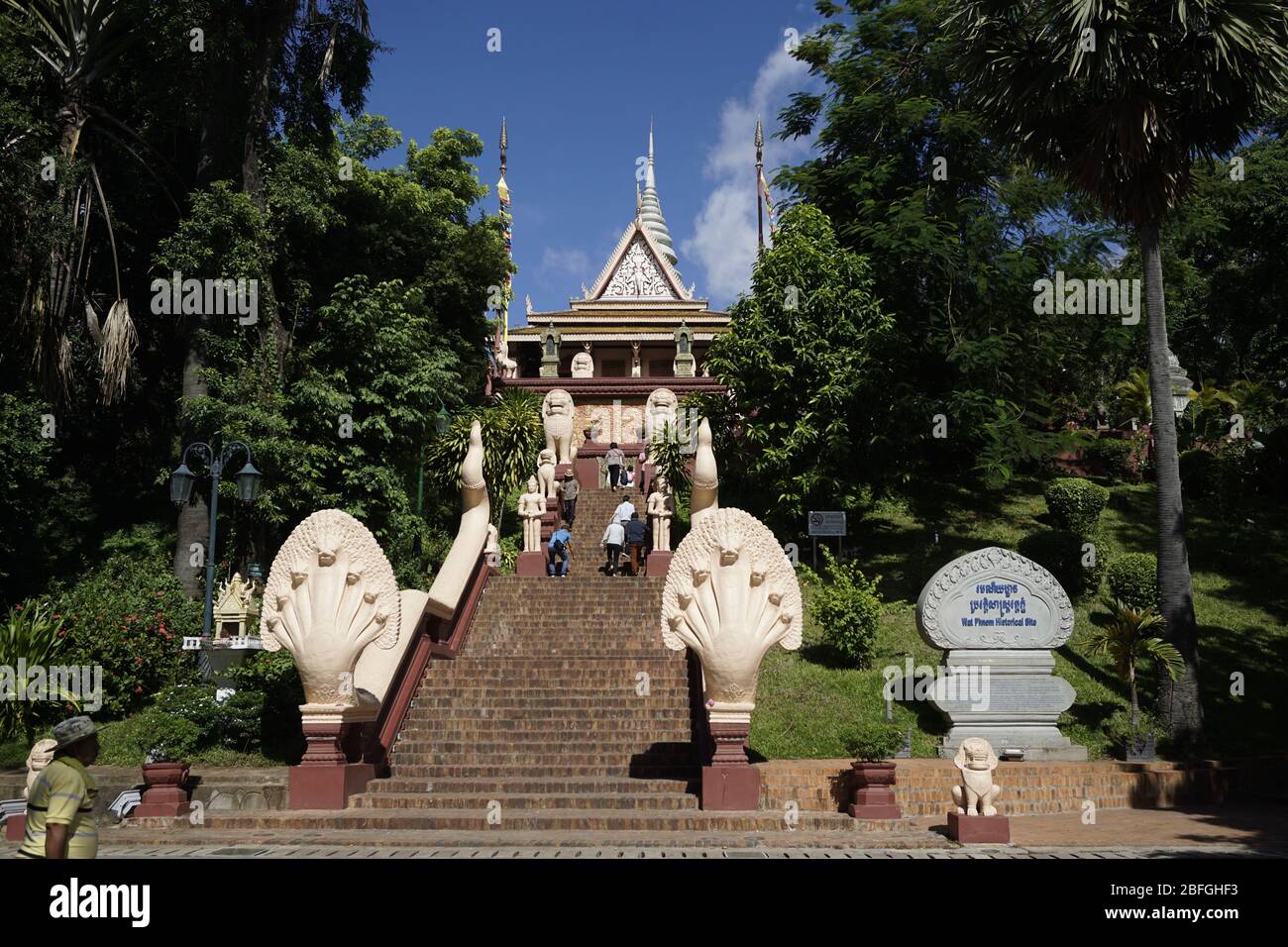 Wat Phnom historical site in Phnom Penh, Cambodia. Buddhist temple ...