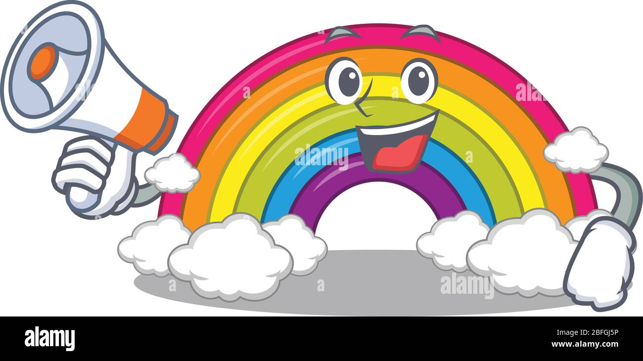 Cartoon character of rainbow having a megaphone Stock Vector Image ...