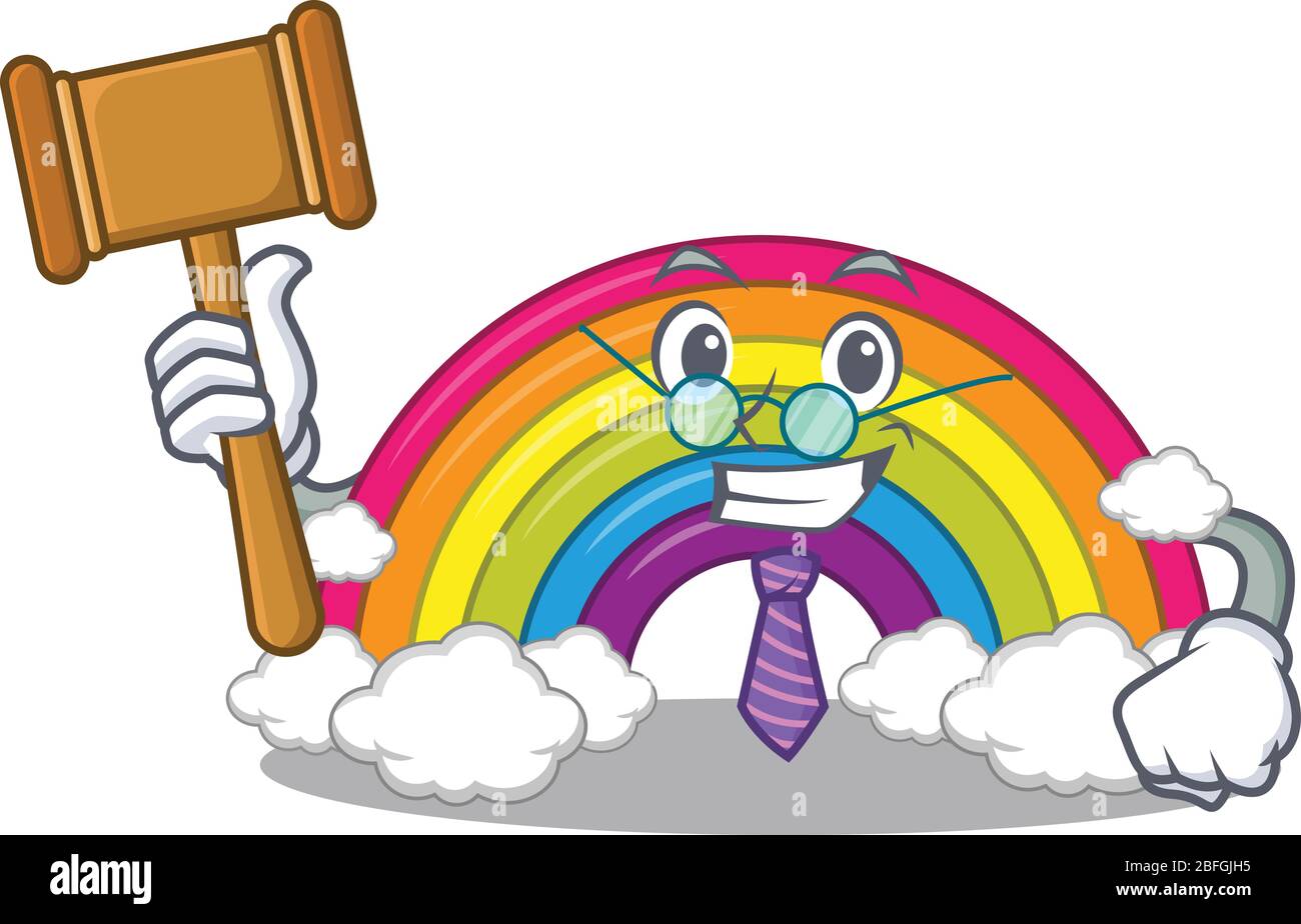 A humble judge of rainbow cartoon character design wearing glasses ...