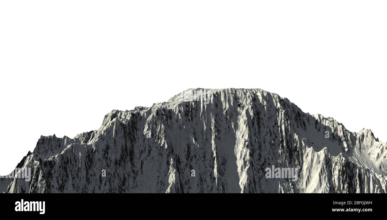 Snowy mountains Isolate on white background 3d illustration Stock Photo ...