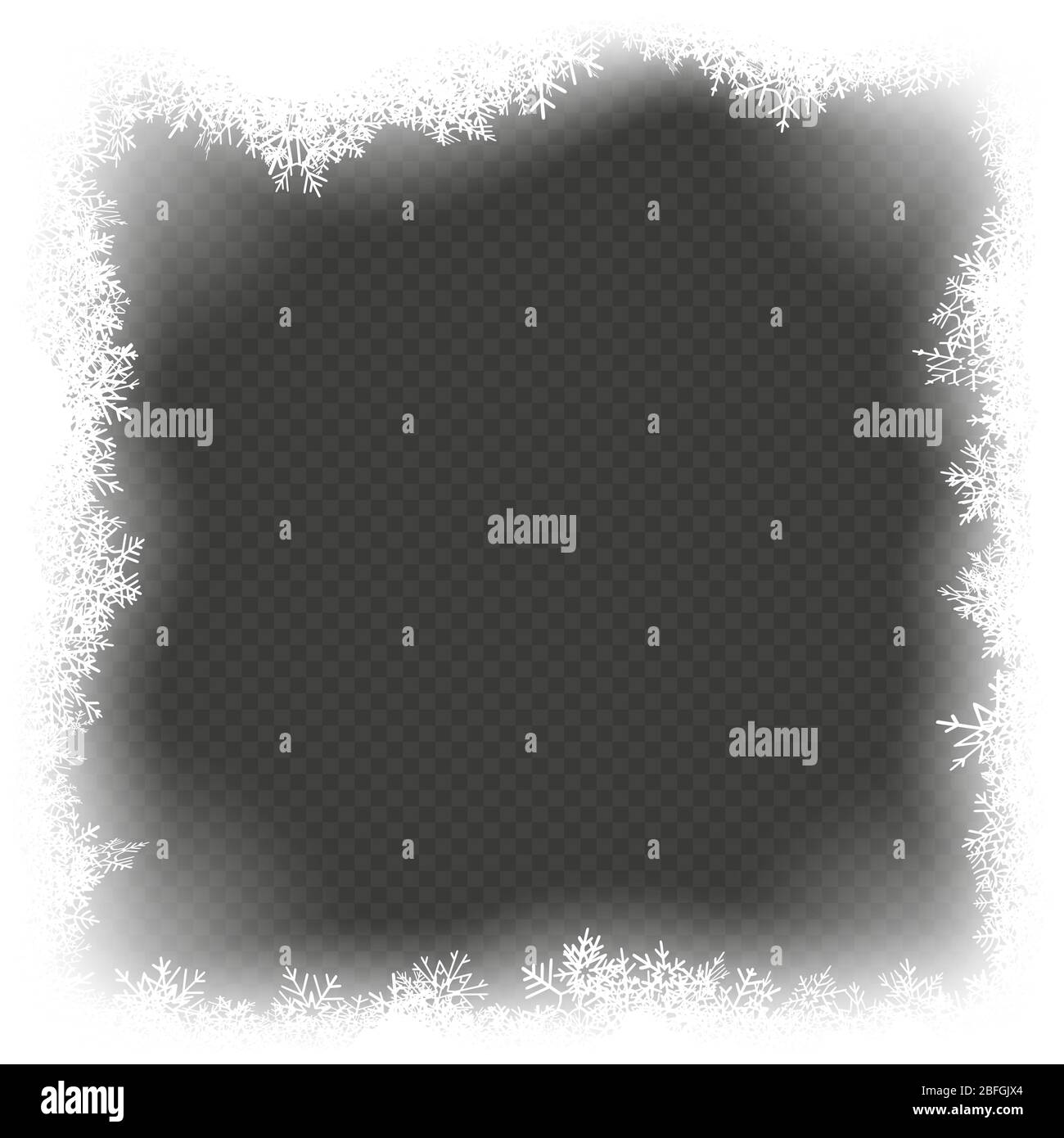 Christmas frame effect with white glowing light and snowflakes. EPS 10 ...