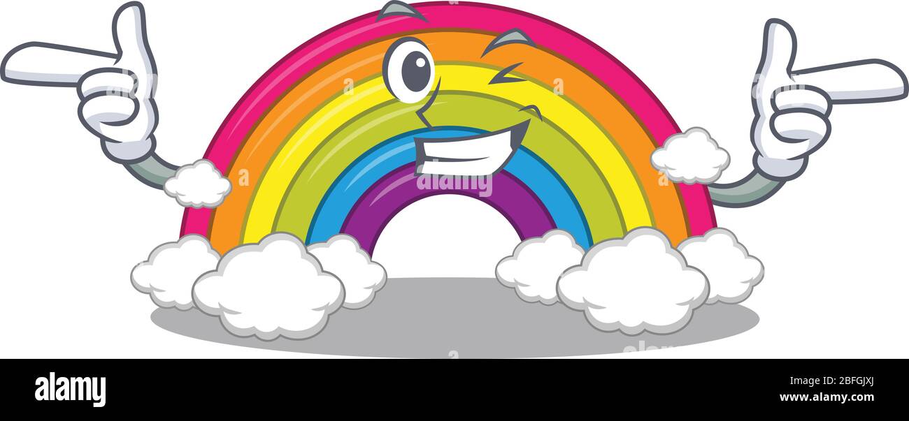 Cartoon design concept of rainbow with funny wink eye Stock Vector ...