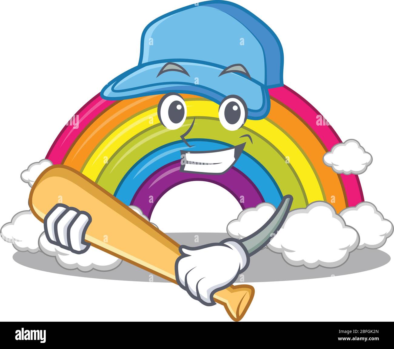Picture of rainbow cartoon character playing baseball Stock Vector ...
