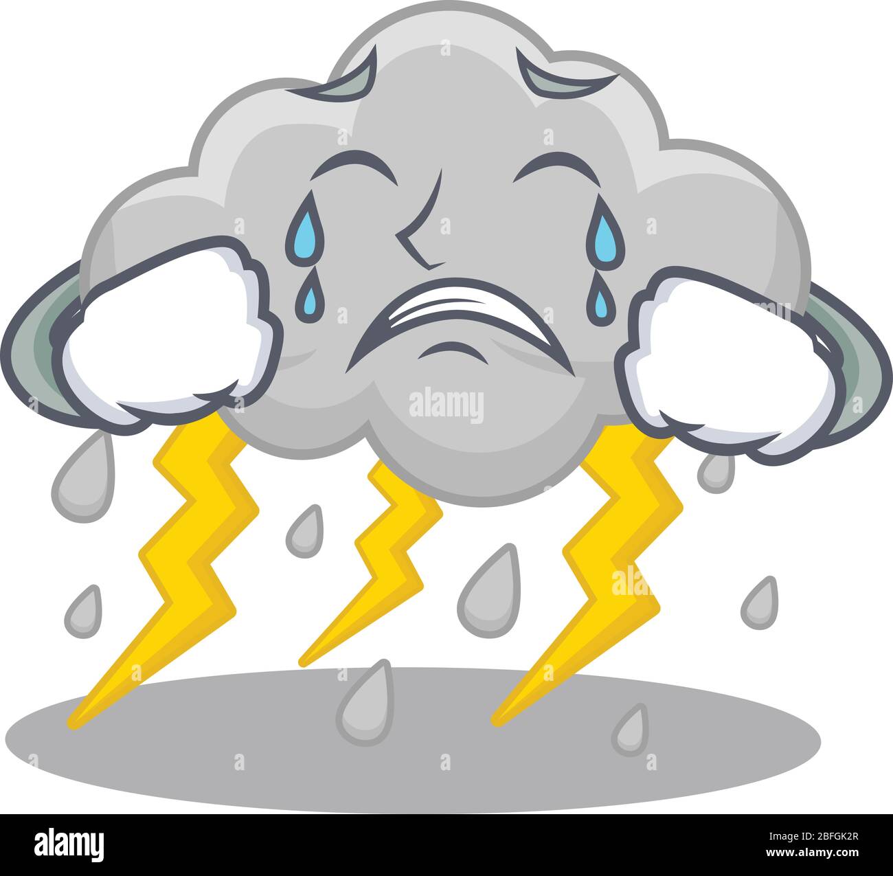 Cartoon character design of cloud stormy with a crying face Stock ...