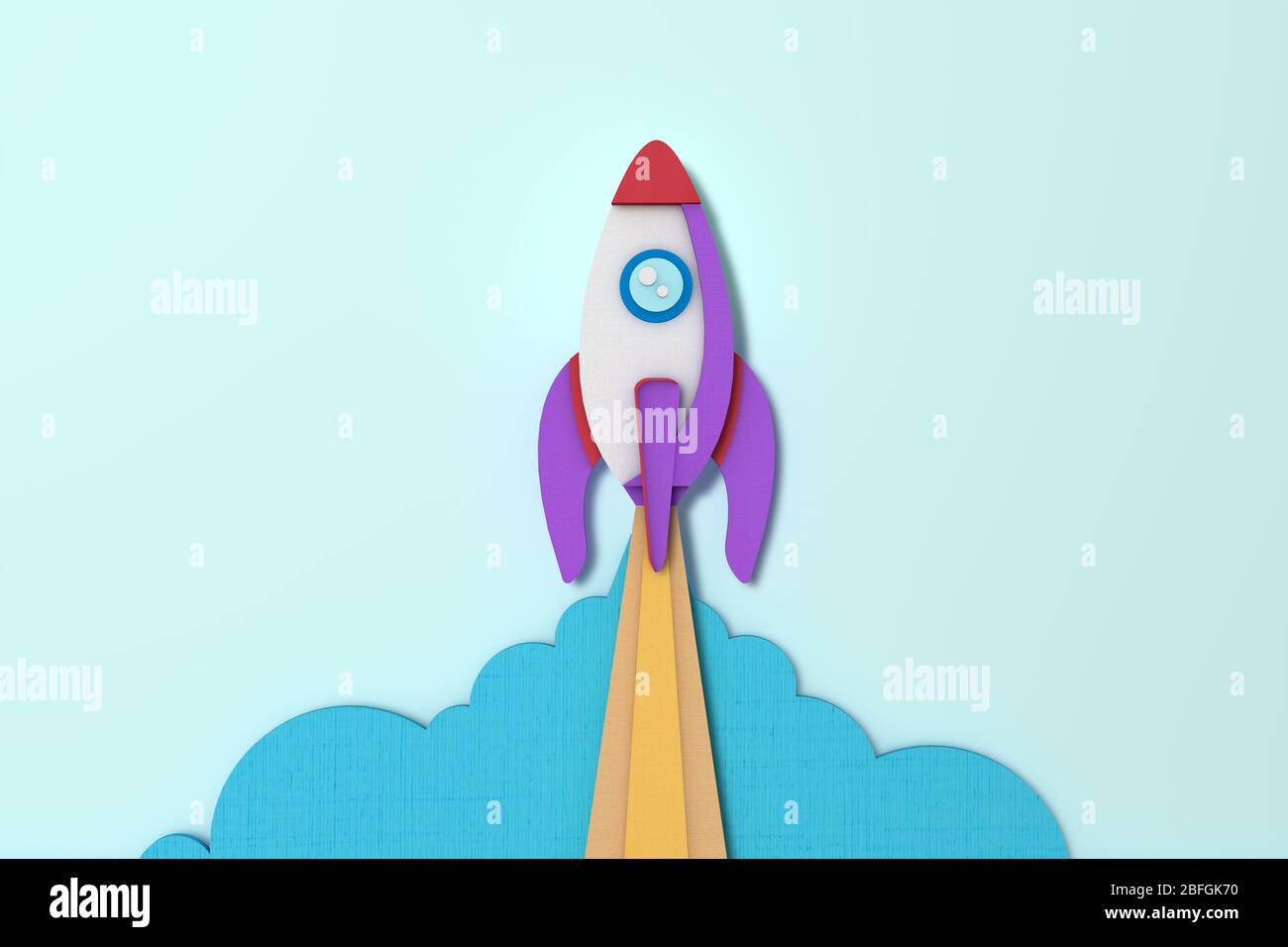 Paper craft rocket startup business launch Stock Photo - Alamy