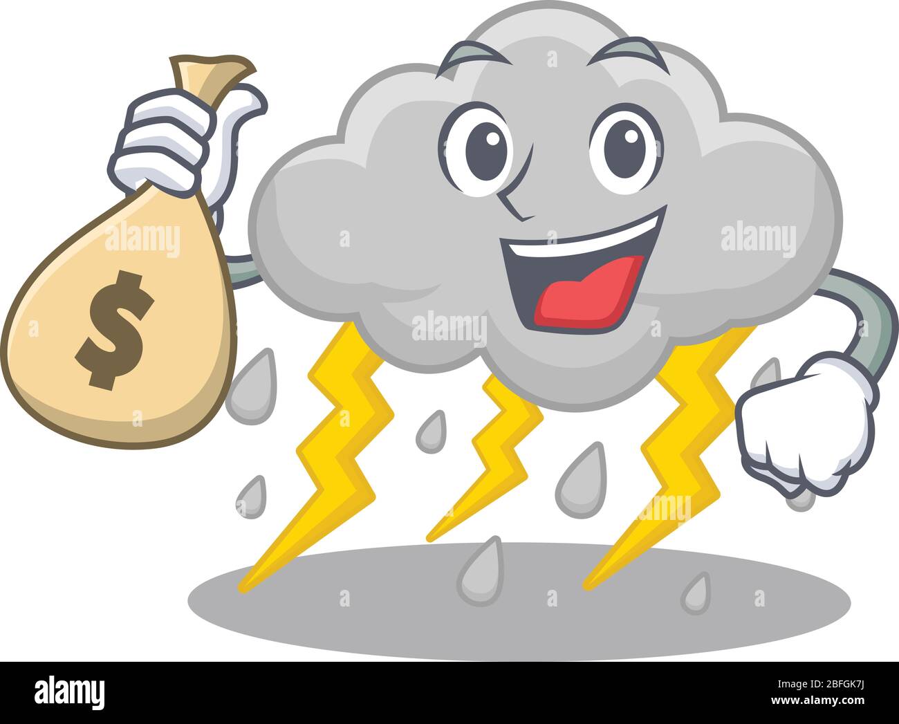 Rich cloud stormy cartoon design holds money bags Stock Vector Image ...