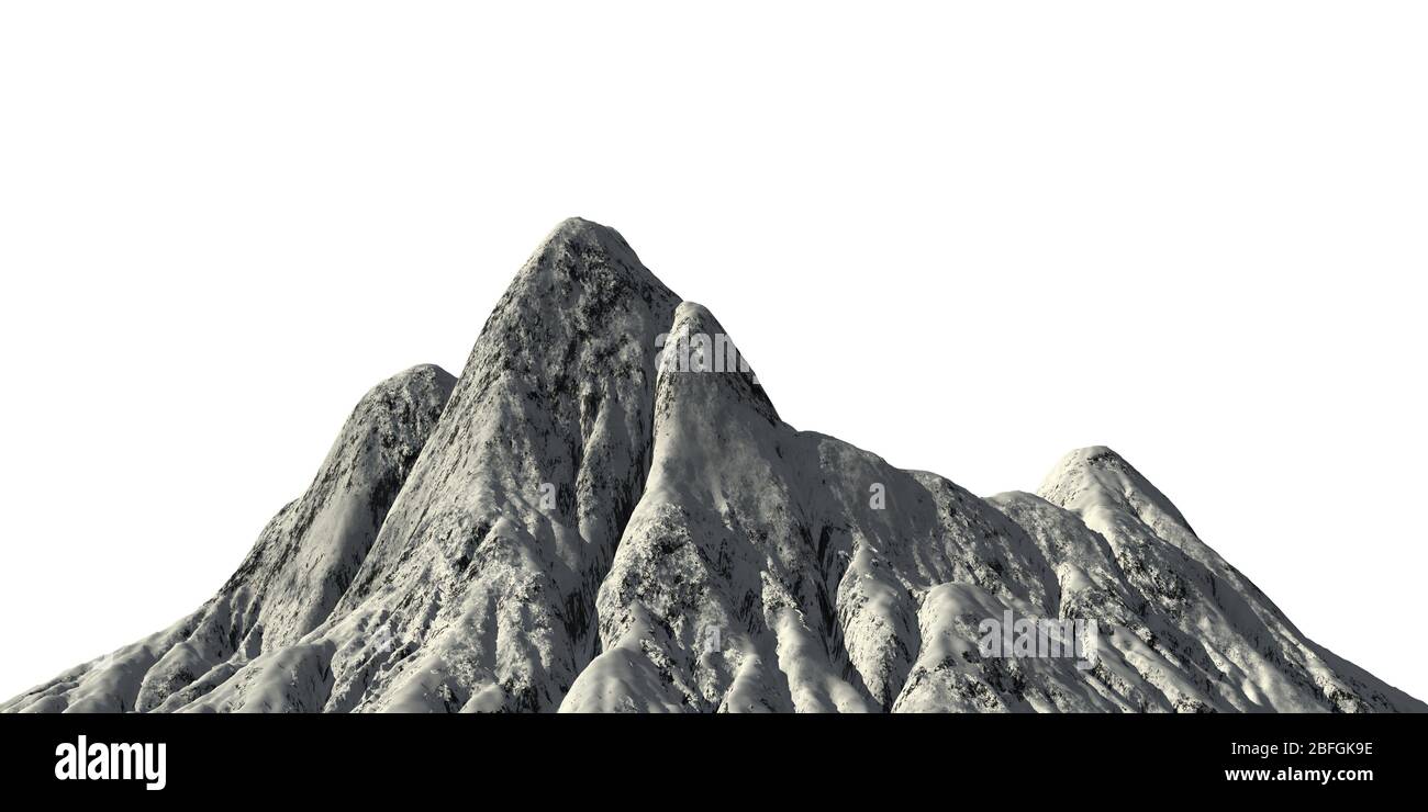Snowy mountains Isolate on white background 3d illustration Stock Photo ...