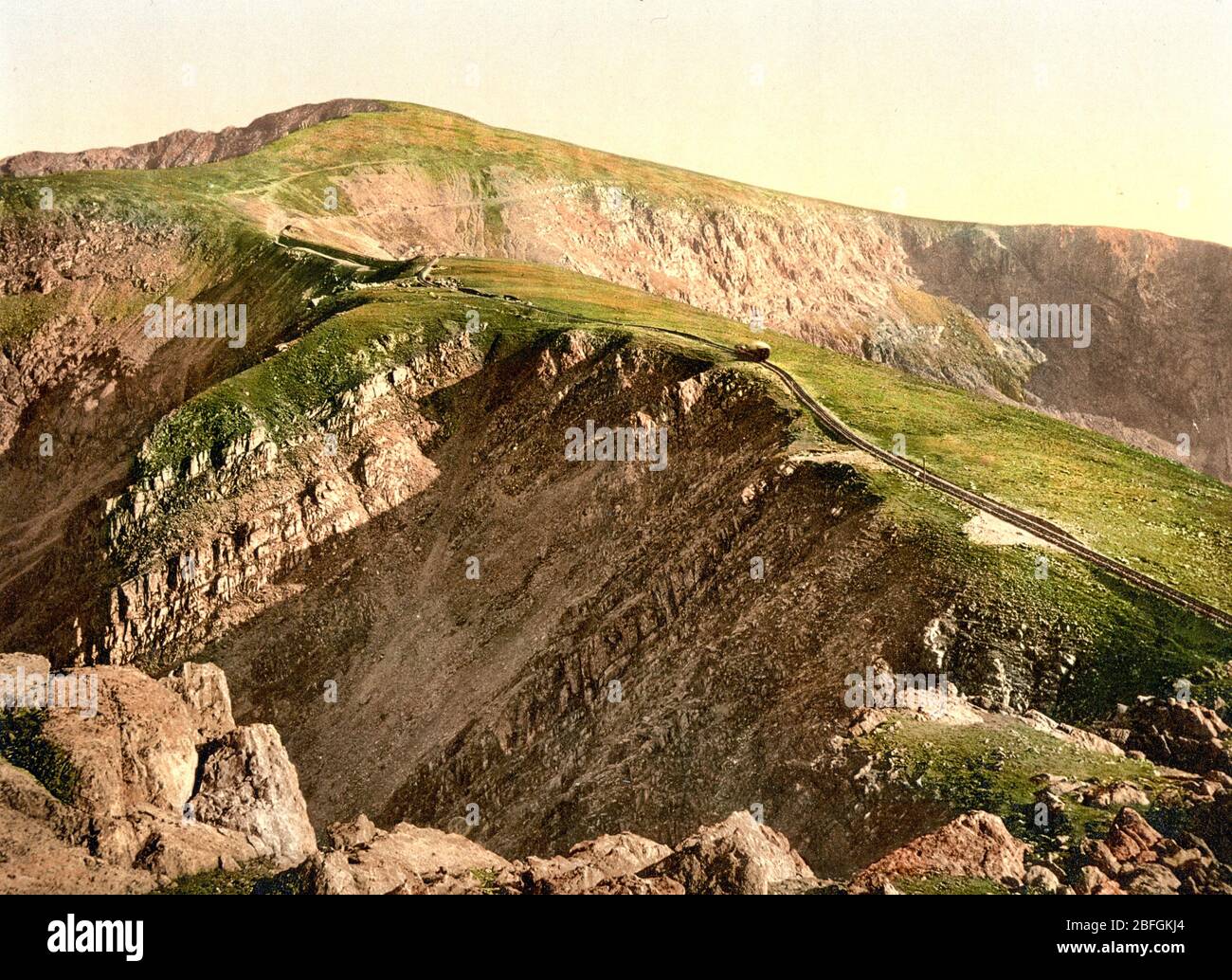 Railway and Crib Goch, Snowdon, Wales, circa 1900 Stock Photo - Alamy