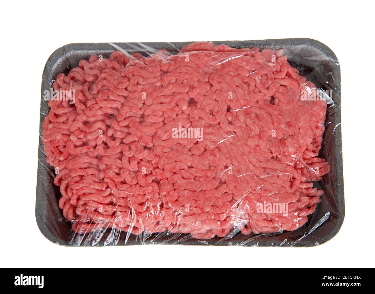 Black Foam tray with ground beef, 85 percent fat free, wrapped in ...