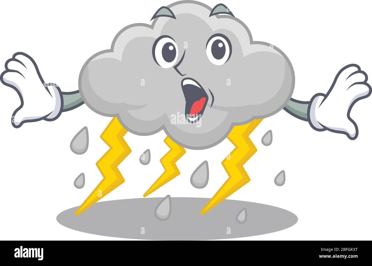 Cartoon design style of cloud stormy has a surprised gesture Stock ...
