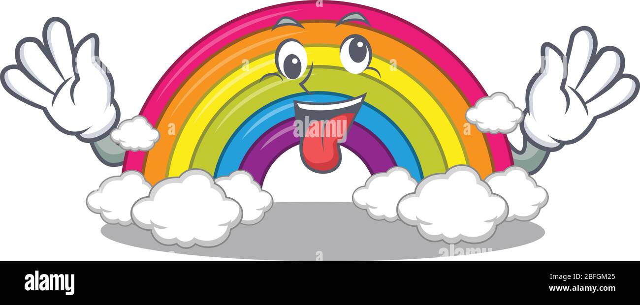 A cartoon design of rainbow having a crazy face Stock Vector Image ...