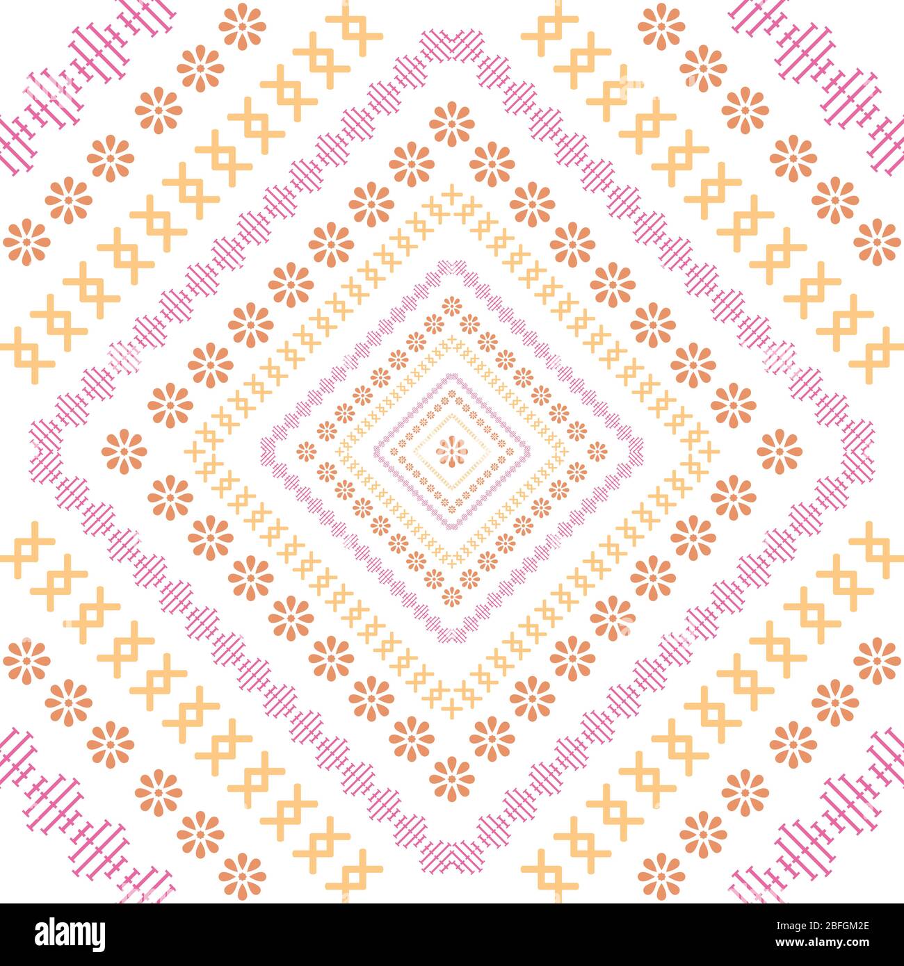 Beautiful embroidery design pattern with colorful stitches on fabric ...