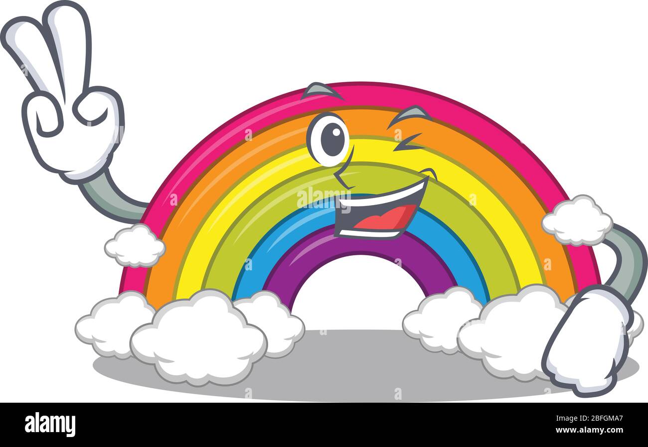 Happy rainbow cartoon design concept with two fingers Stock Vector ...