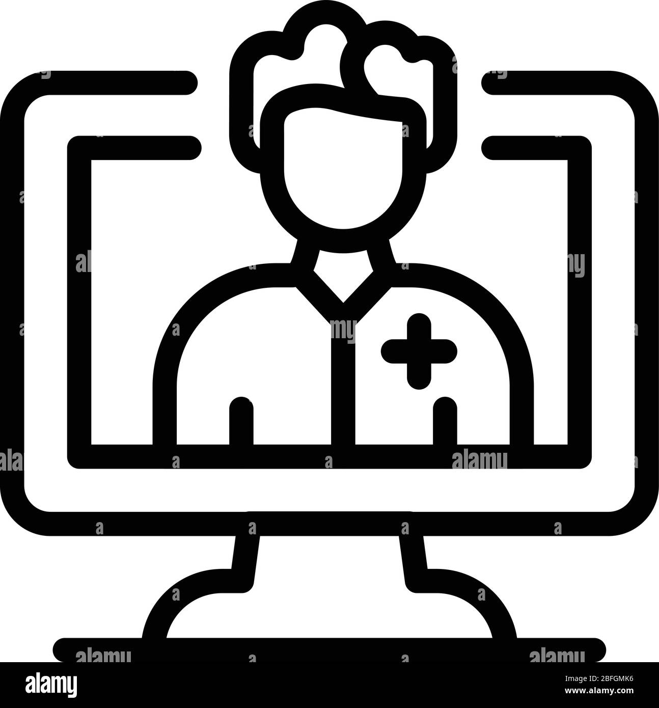 Doctor on screen icon, outline style Stock Vector Image & Art - Alamy