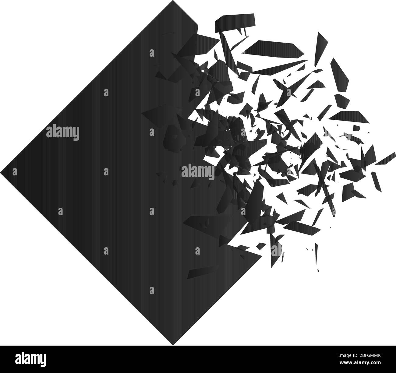 Explosion effect. Shatter triangle. Banner with place for text. Vector ...