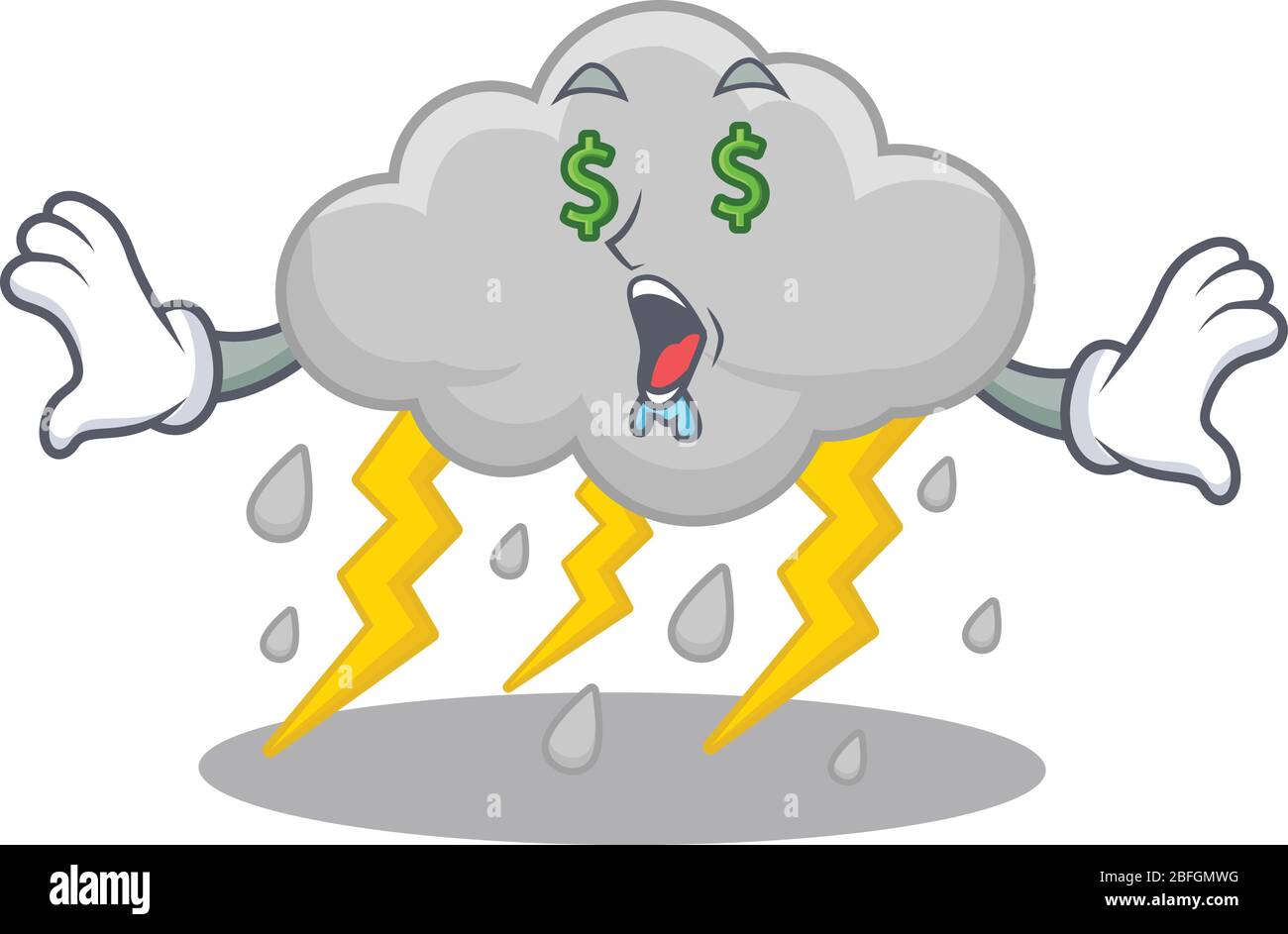 Rich cartoon character design of cloud stormy with money eyes Stock ...