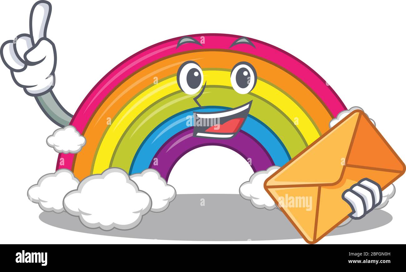 Happy rainbow mascot design concept with brown envelope Stock Vector ...