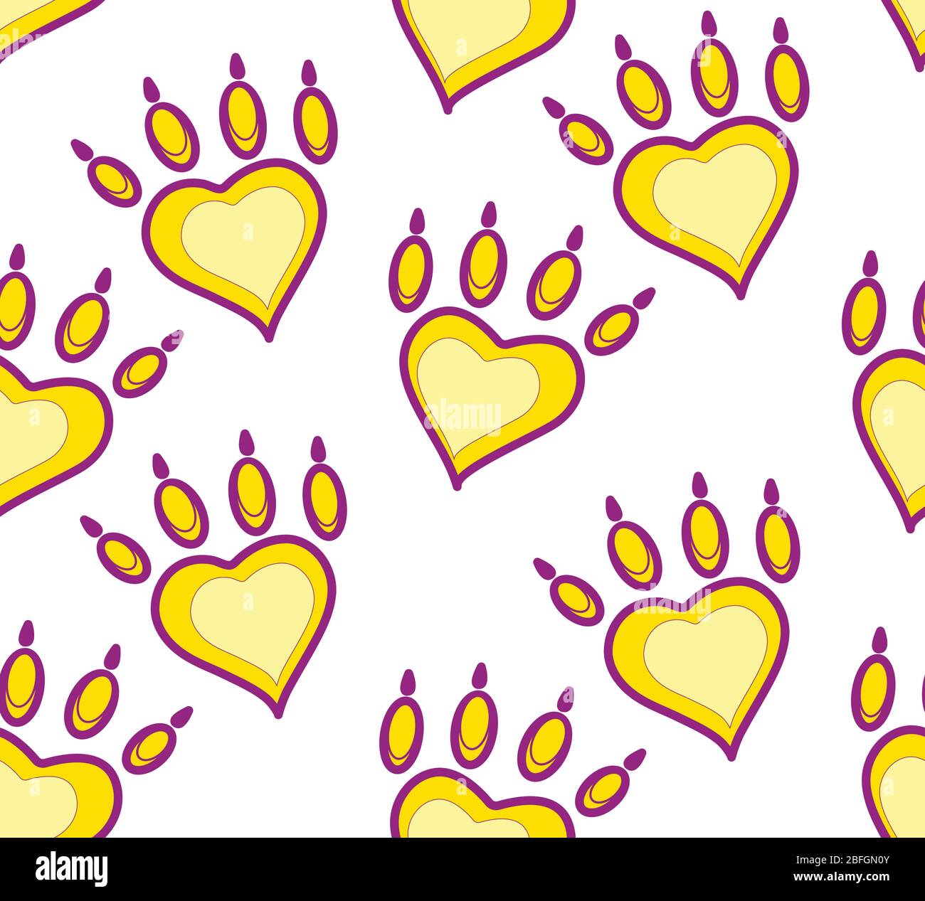 Seamless pattern with animal paw track isolated on white background ...