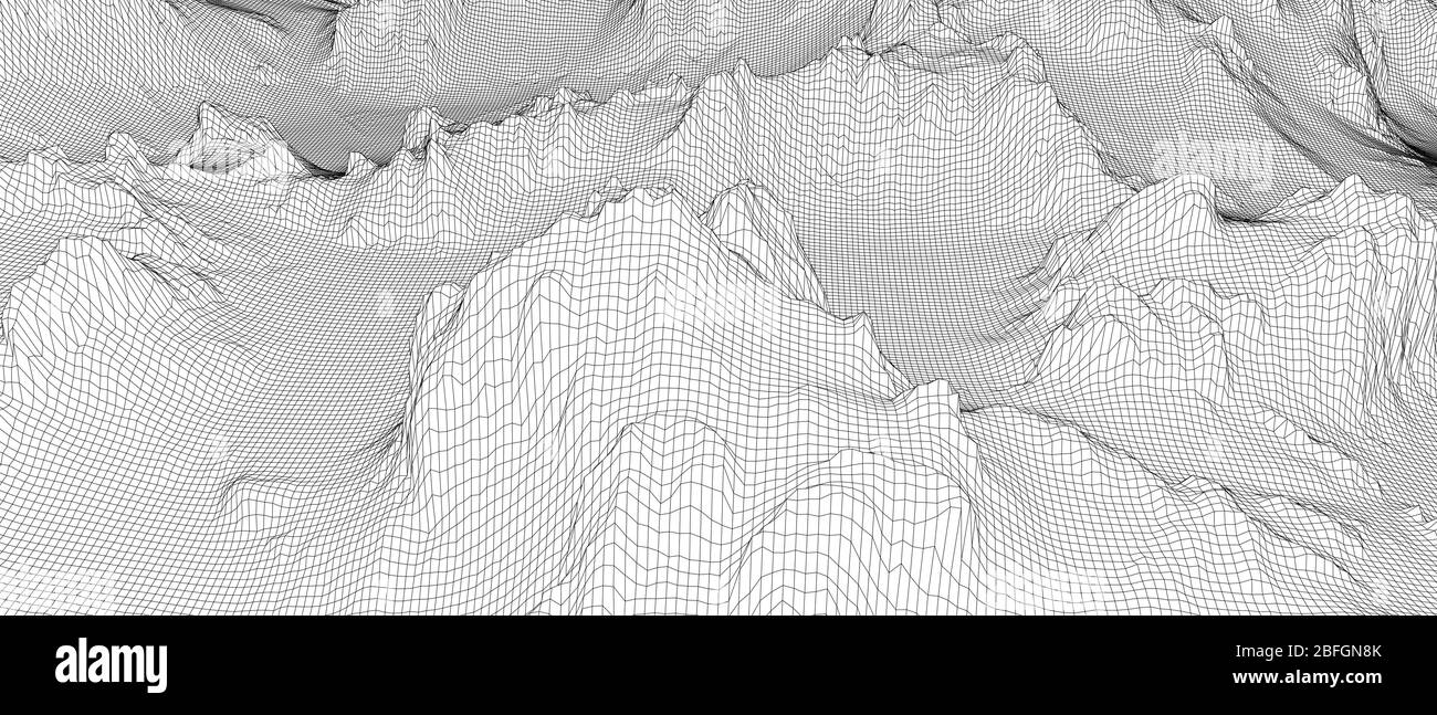 Abstract 3d wire-frame landscape. Blueprint style Stock Vector Image ...