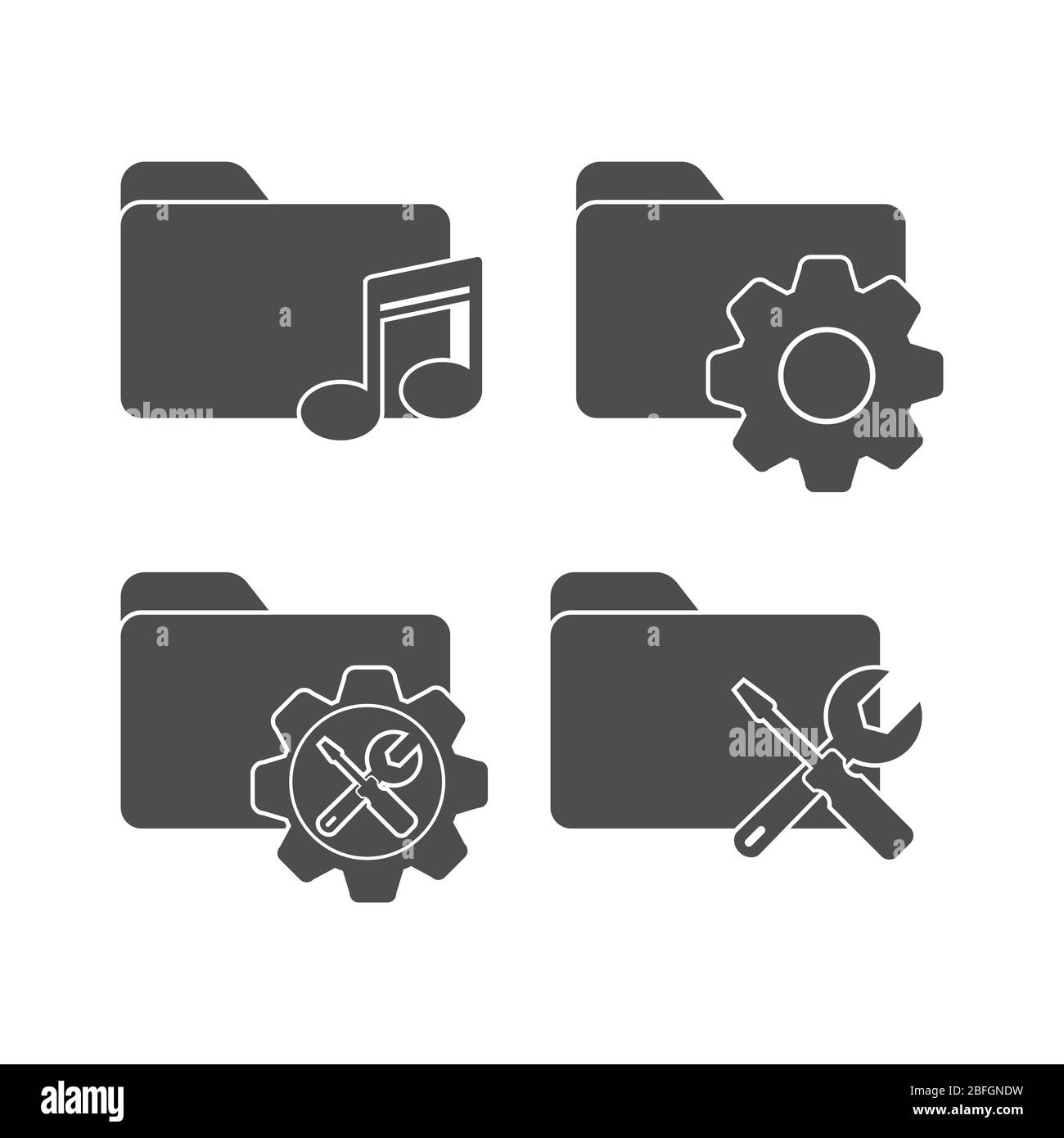 Vector set of folders for websites and apps. Stock illustration ...
