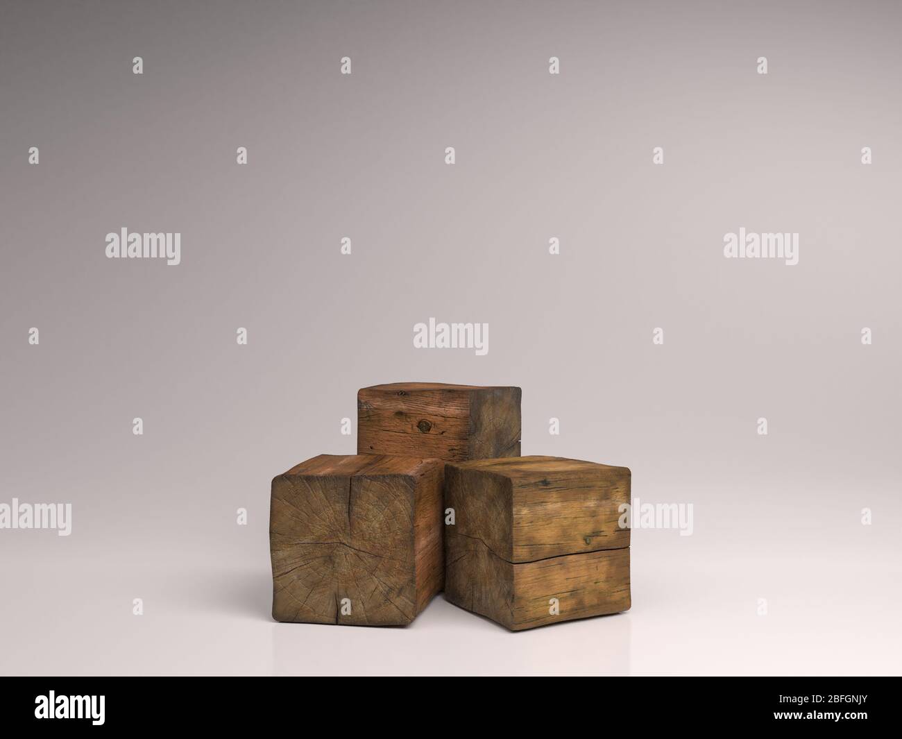 Design concept - abstract geometric real wooden cube with surreal ...