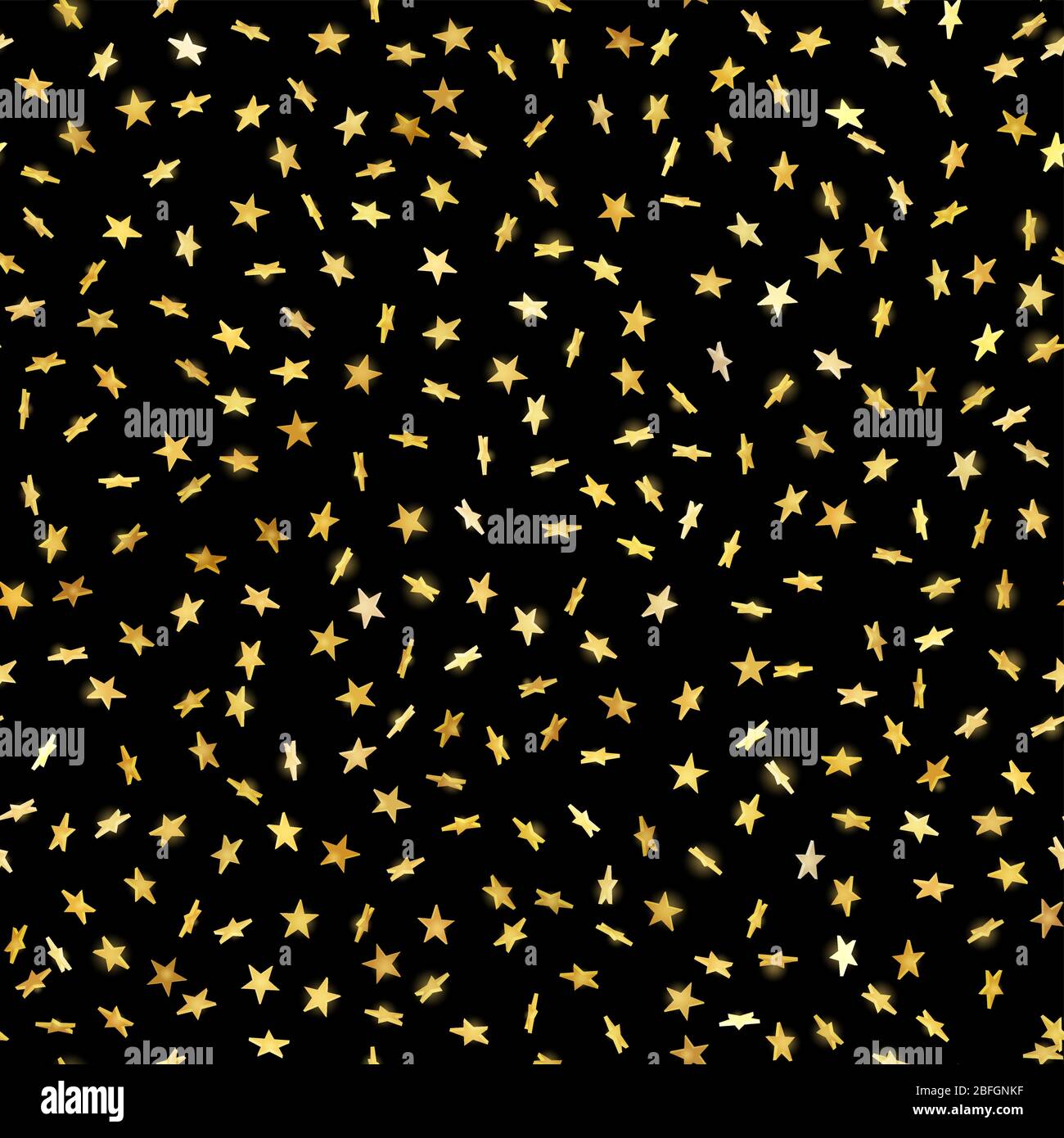 Seamless gold star confetti rain festive pattern effect. Golden volume ...