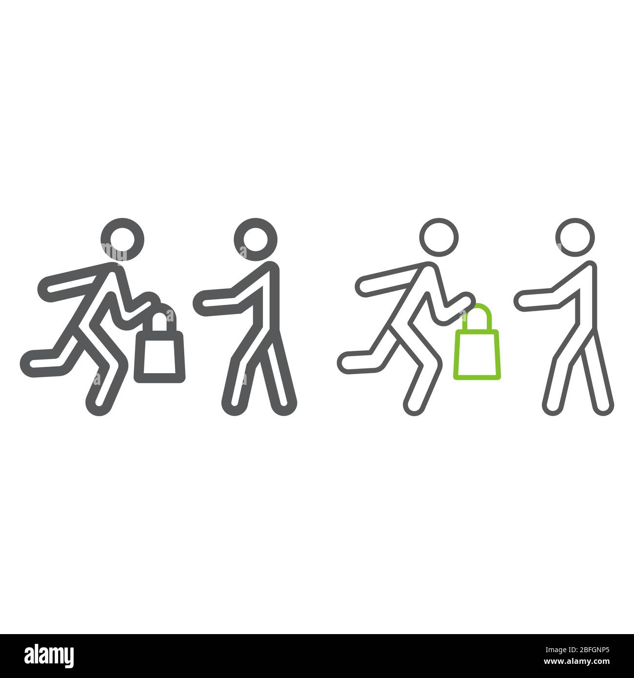 Delivery man with food line and color icon, service and food, courier ...