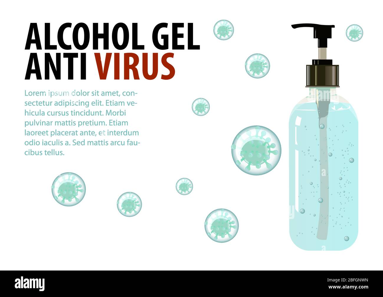 Alcohol gel with realistic design in flat style to protect disease ...