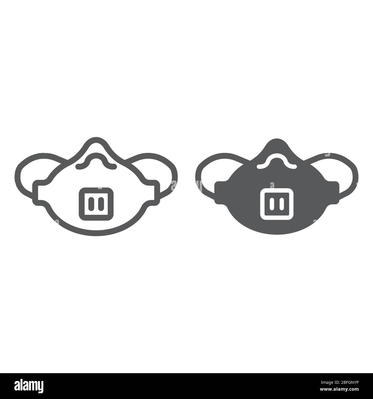 Medical respirator mask line and glyph icon, medical and protection ...