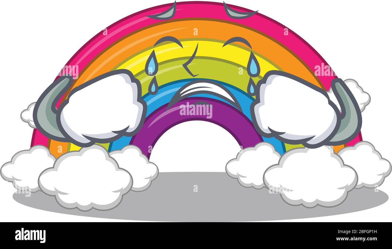 Cartoon character design of rainbow with a crying face Stock Vector ...
