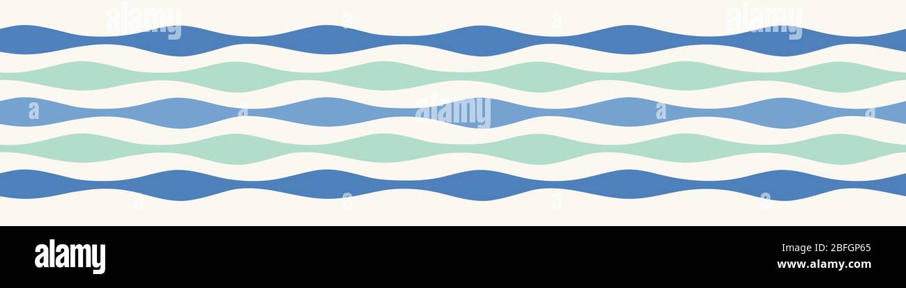 Wave border pattern. Vector seamless repeat water stripe design banner ...
