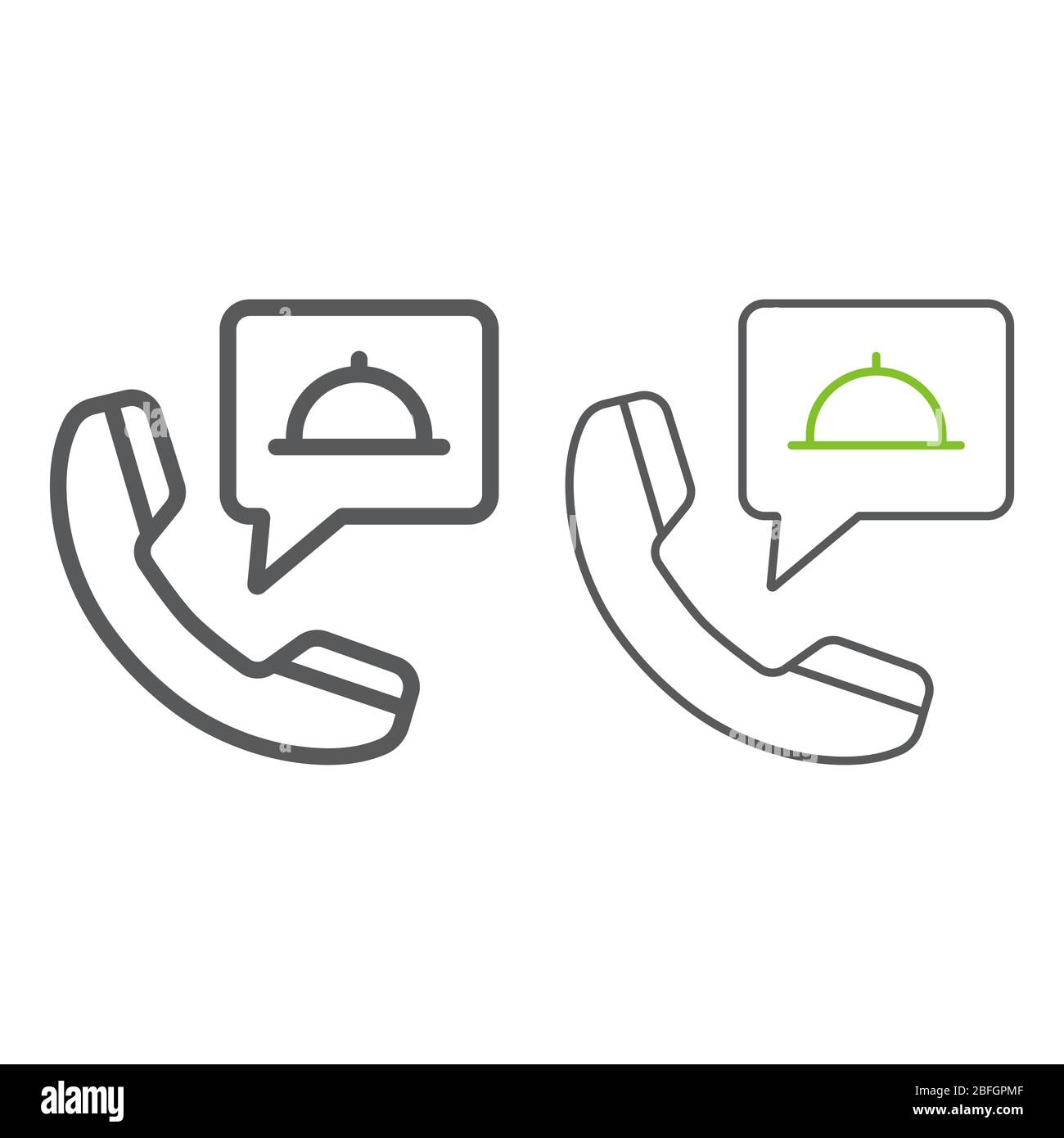 Call food order line and color icon, service and food, food order sign ...