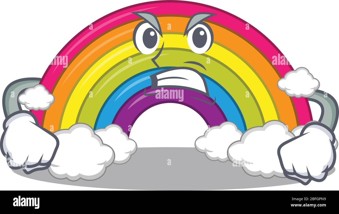 Mascot design concept of rainbow with angry face Stock Vector Image ...