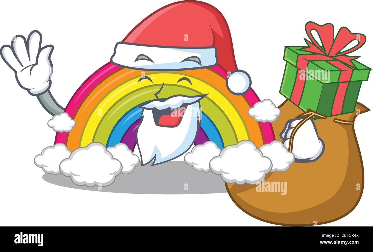 Cartoon design of rainbow Santa with Christmas gift Stock Vector Image ...