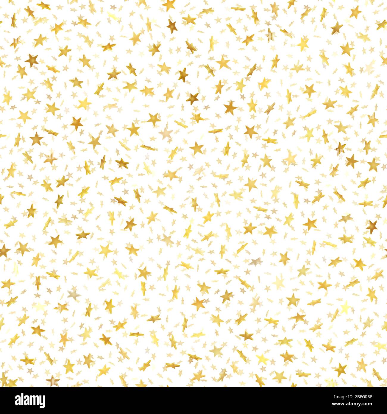 Seamless gold star confetti rain festive pattern effect. Golden volume ...