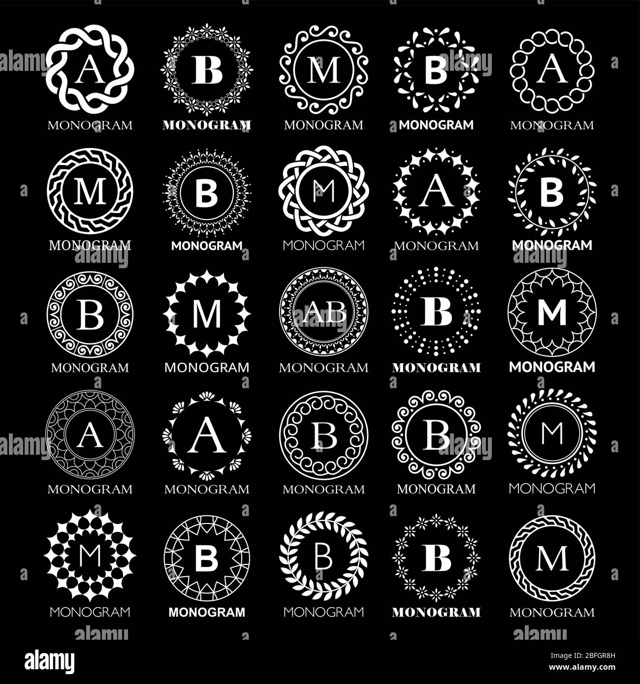 Monogram vector template design - big set. Elegant wedding or company ...