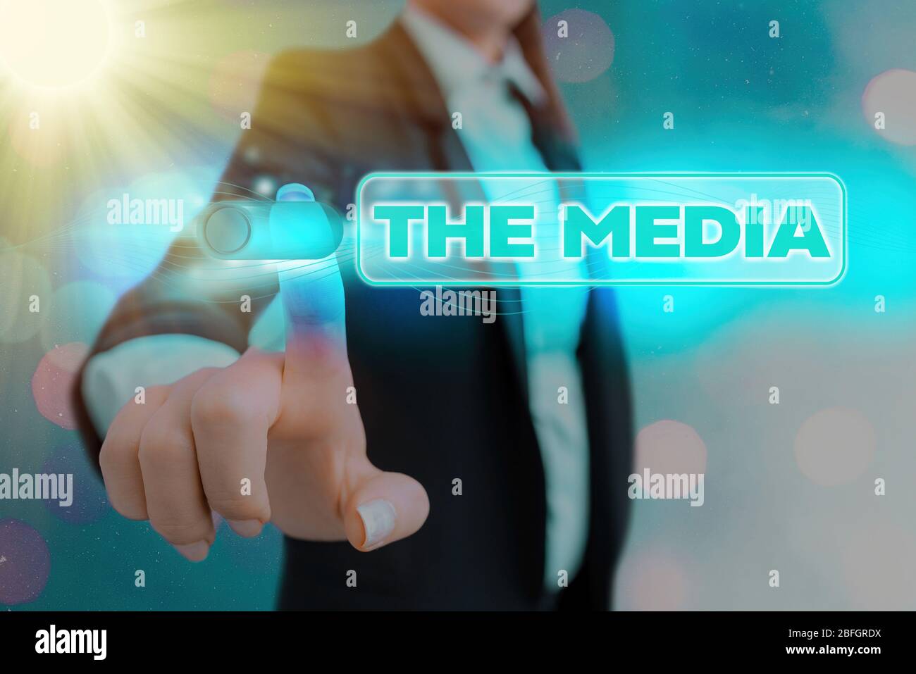 Conceptual hand writing showing The Media. Concept meaning main means ...