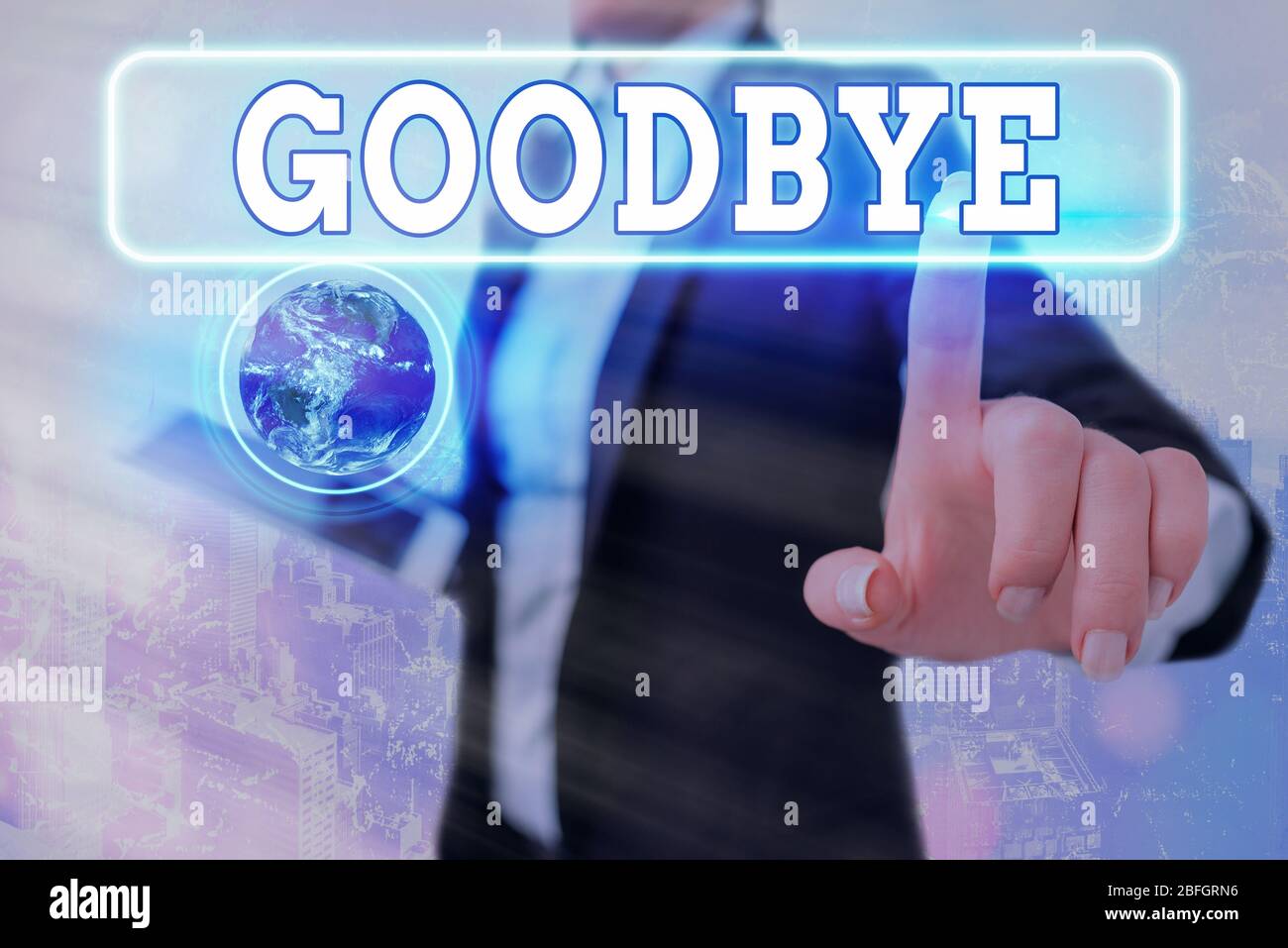 Writing note showing Goodbye. Business concept for used to express good ...